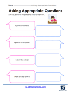Asking Appropriate Questions Worksheets - 15 Worksheets.com