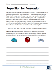 Persuasive Writing Worksheets | Heighten Impact - 15 Worksheets.com