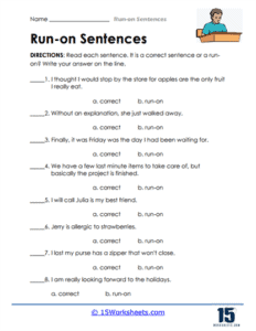 Run-on Sentences Worksheets - 15 Worksheets.com