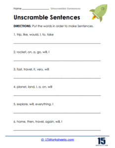 Unscramble Sentences Worksheets | Grammar- 15 Worksheets.com