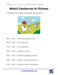 Picture Sentences Worksheets | Kindergarten - 15 Worksheets.com