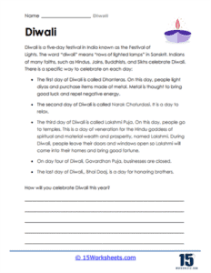 Diwali Worksheets - 15 Worksheets.com