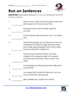 Run-on Sentences Worksheets - 15 Worksheets.com