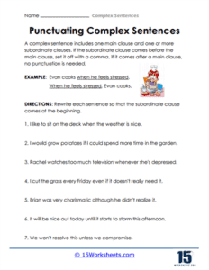 Complex Sentences Worksheets | Build Stronger Writers - 15 Worksheets.com