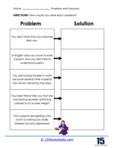 Problem and Solution Worksheets | Thinking Skills - 15 Worksheets.com