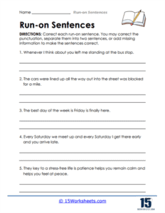 Run-on Sentences Worksheets - 15 Worksheets.com