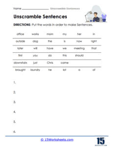 Unscramble Sentences Worksheets | Grammar- 15 Worksheets.com