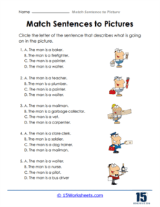 Picture Sentences Worksheets | Kindergarten - 15 Worksheets.com