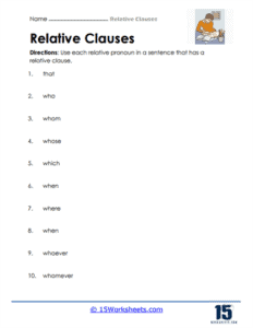 Relative Clauses Worksheets | Grammar Focused - 15 Worksheets.com