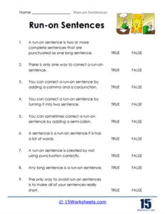 Run-on Sentences Worksheets - 15 Worksheets.com