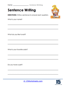 Sentence Writing Worksheets - 15 Worksheets.com