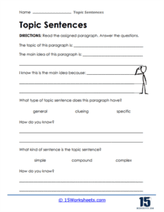Topic Sentences Worksheets | Strengthen Writing - 15 Worksheets.com