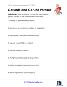 Verbals Worksheets | Identify and Use Language - 15 Worksheets.com