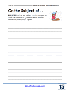 7th Grade Writing Prompts | Inspiring Theme Exercises - 15 Worksheets.com