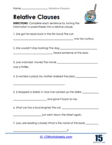 Relative Clauses Worksheets | Grammar Focused - 15 Worksheets.com