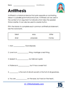 Antithesis Worksheets - 15 Worksheets.com