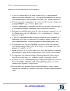 Memorial Day Worksheets - 15 Worksheets.com