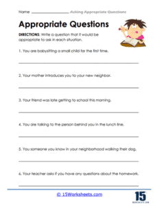 Asking Appropriate Questions Worksheets - 15 Worksheets.com