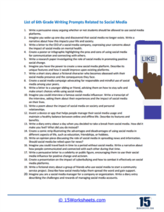 6th Grade Writing Prompts | Creative Compositions - 15 Worksheets.com