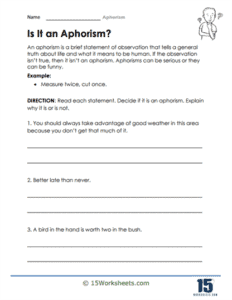 Aphorism Worksheets - 15 Worksheets.com