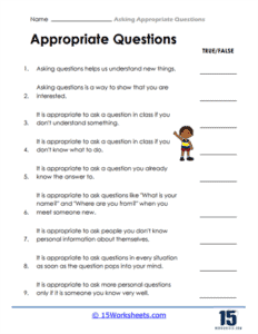 Asking Appropriate Questions Worksheets - 15 Worksheets.com