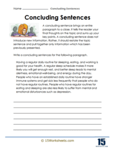 Concluding Sentences Worksheets - 15 Worksheets.com