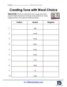 Mood and Tone Worksheets - 15 Worksheets.com