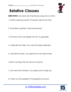 Relative Clauses Worksheets | Grammar Focused - 15 Worksheets.com