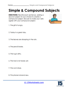 Compound Subjects Worksheets - 15 Worksheets.com