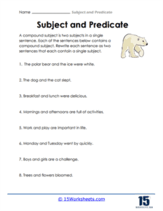 Subject and Predicate Worksheets - 15 Worksheets.com