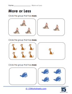 More or Less Worksheets | Comparison Skills - 15 Worksheets.com