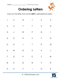 Ordering Letters Worksheets | Alphabetical Sorting - 15 Worksheets.com