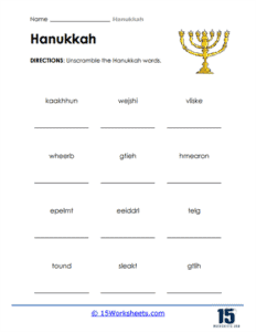 Hannukah Worksheets | Festival of Lights Activities - 15 Worksheets.com