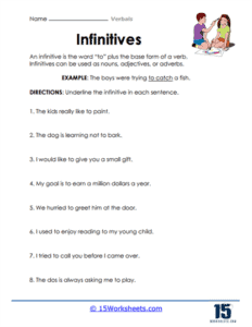 Verbals Worksheets | Identify and Use Language - 15 Worksheets.com