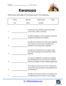 Kwanzaa Worksheets | Holiday Helpers - 15 Worksheets.com