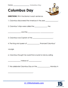 Columbus Day Worksheets - 15 Worksheets.com