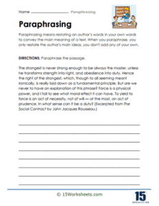 Paraphrasing Worksheets | Writing Skills Practice - 15 Worksheets.com
