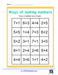 Ways to Make a Number Worksheets - 15 Worksheets.com