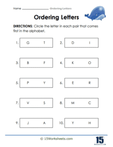 Ordering Letters Worksheets | Alphabetical Sorting - 15 Worksheets.com