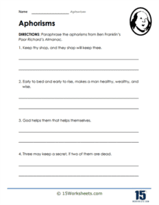 Aphorism Worksheets | Literary Device - 15 Worksheets.com