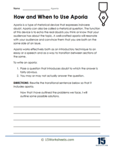 Aporia Worksheets - 15 Worksheets.com