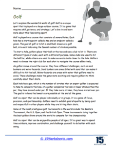 Sports Worksheets - 15 Worksheets.com