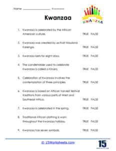 Kwanzaa Worksheets | Holiday Helpers - 15 Worksheets.com