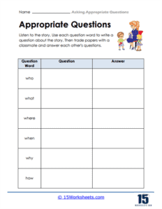 Asking Appropriate Questions Worksheets - 15 Worksheets.com