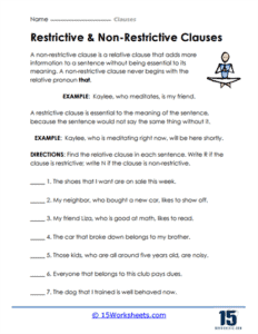 Clauses Worksheets | Active Practice - 15 Worksheets.com