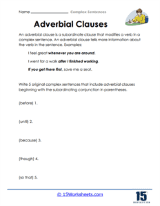 Complex Sentences Worksheets | Build Stronger Writers - 15 Worksheets.com