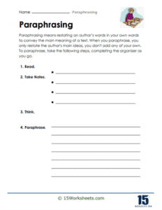 Paraphrasing Worksheets | Writing Skills Practice - 15 Worksheets.com