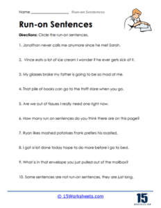 Run-on Sentences Worksheets - 15 Worksheets.com