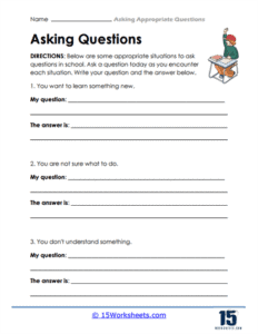 Asking Appropriate Questions Worksheets - 15 Worksheets.com