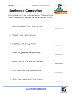Sentence Correction Worksheets | Grammar, Typos & Phrasing - 15 ...